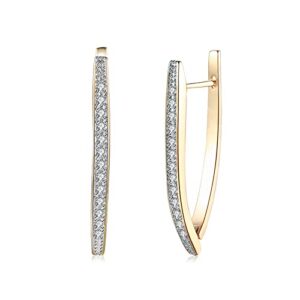 yolorist 14k hoop earrings for women gold plated 925 sterling silver post cubic zirconia huggie hoop earrings jewelry for women girls gifts (gold&silver-1)