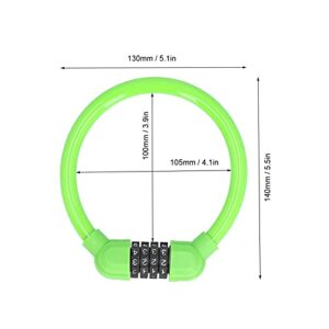 Bike Cable Lock, Wear-Resistant Waterproof and Dustproof Lightweight and Portable Bike Lock for Cycling(Green)