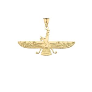 dainty 10k yellow gold faravahar pendant