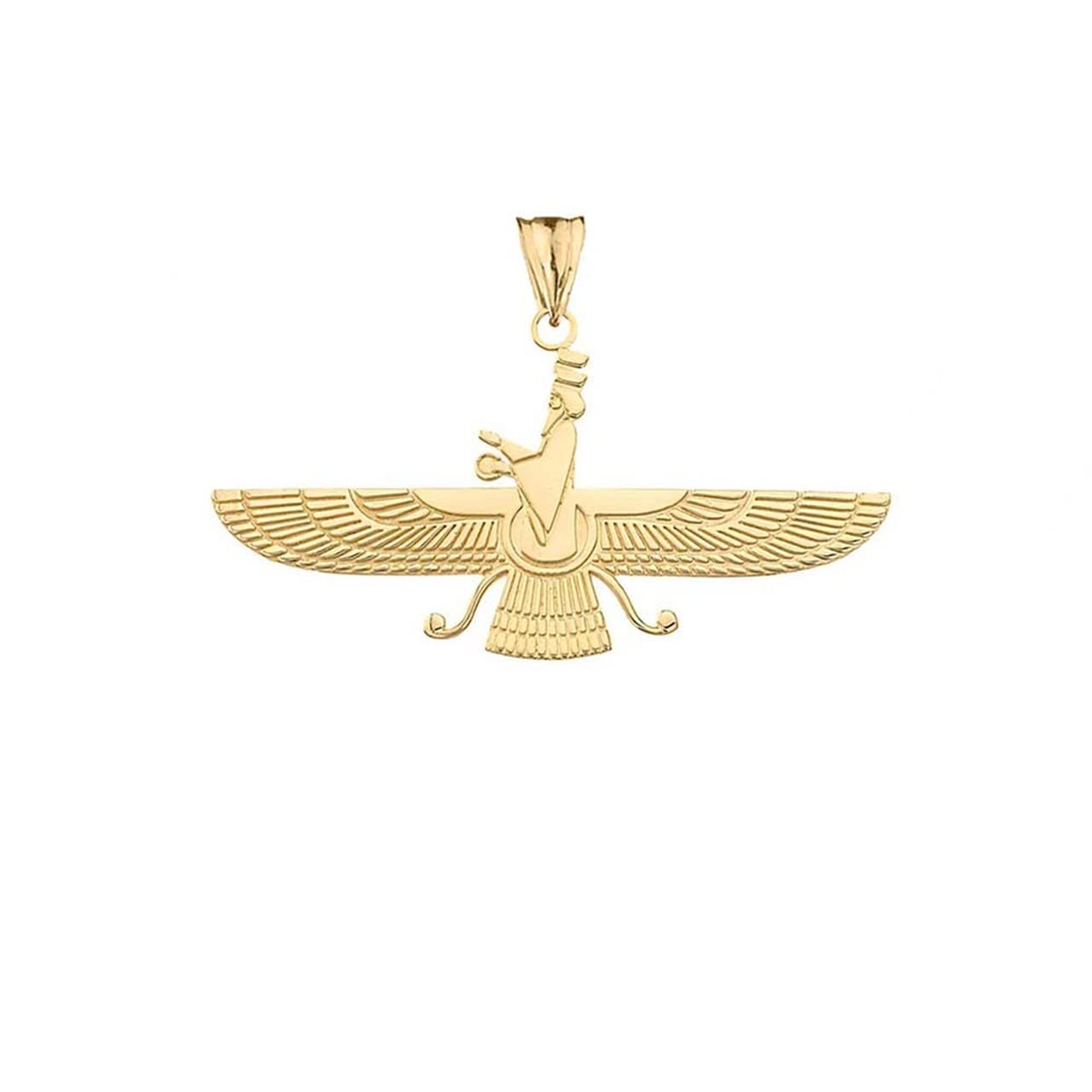 Dainty 10k Yellow Gold Faravahar Pendant