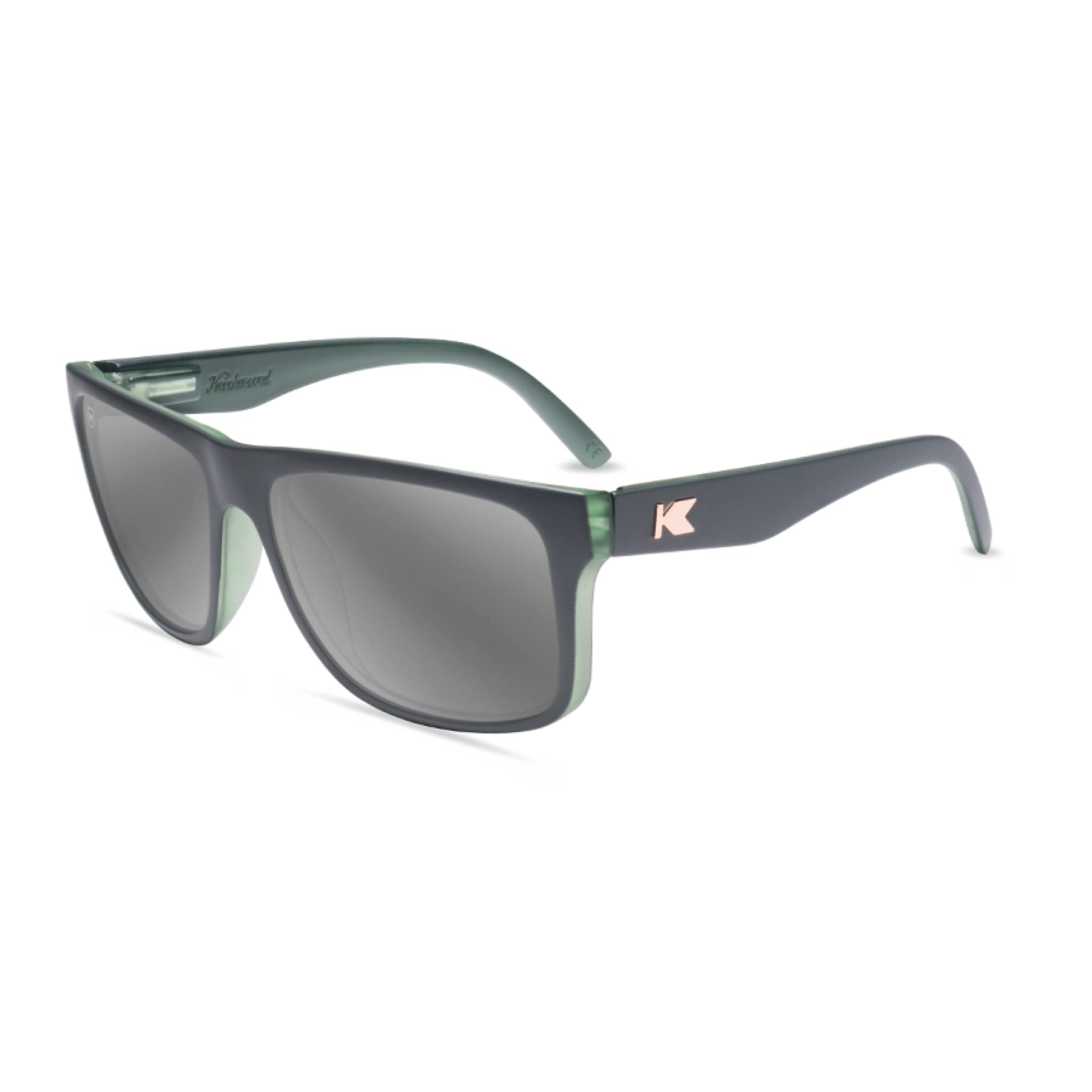 Knockaround Torrey Pines Polarized Sunglasses for Men & Women - Impact Resistant Lenses & Full UV400 Protection, Matte Grey & Ocean Green/Silver Reflective Lenses