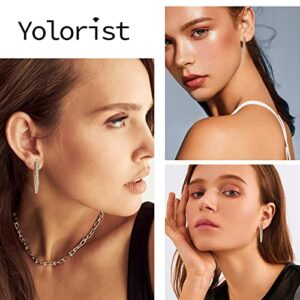 Yolorist 14K Hoop Earrings for Women Gold Plated 925 Sterling Silver Post Cubic Zirconia Huggie Hoop Earrings Jewelry for Women Girls Gifts (Gold&Silver-1)