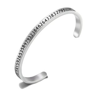 pi bracelet 3.14 math geek jewelry pi symbol science math teacher gift(silver pi cuff)