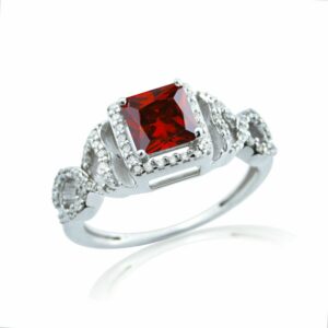 dazzle touch 1.40 ct princess cut garnet vintage style halo women's engagement ring 925 sterling silver (9)