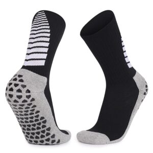 anti-skid socks with grips non slip socks ideal for strenuous exercise, yoga, pilates, fall prevention (2 pairs black)