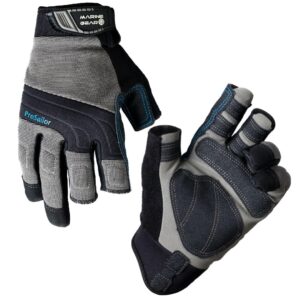 marine gear sailing gloves (medium) - 3-finger dexterity sailing gear with better grip, neoprene and padded knuckles, reinforced pressure points