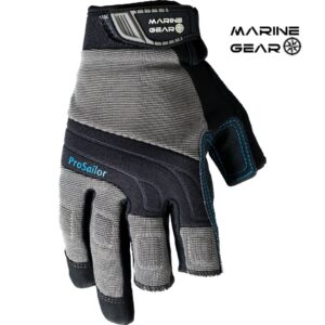 Marine Gear Sailing Gloves (Large) - 3-Finger Dexterity Sailing Gear with Better Grip, Neoprene and Padded Knuckles, Reinforced Pressure Points