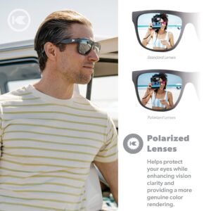 Knockaround Torrey Pines Polarized Sunglasses for Men & Women - Impact Resistant Lenses & Full UV400 Protection, Matte Grey & Ocean Green/Silver Reflective Lenses