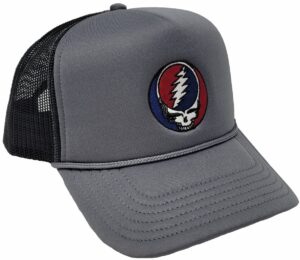 ripple junction grateful dead steal your face grey corduroy structured adjustable trucker hat with embroidered patch