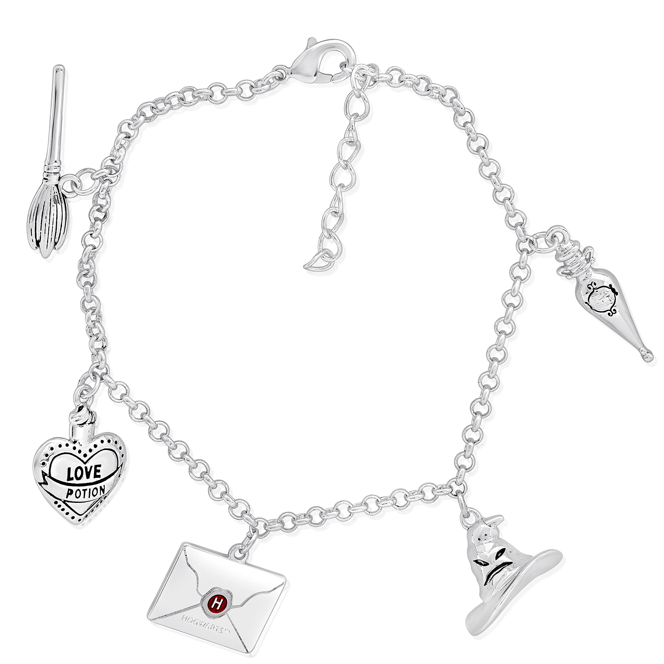 Harry Potter Womens Charm Bracelet - 7-inch Silver Bracelet Charms Jewelry