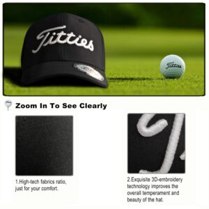 Bamveio Titties Hat Titties Golf Hats for Men Women,Funny Tittes Hat, Titliest Cap, Black