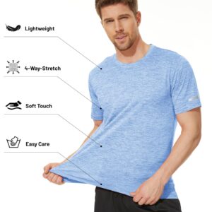 MAGCOMSEN Men's Athletic Shirts Dry Fit Lightweight Dry Fit Tee Tops Gym Active Fitness Sports Shirts Light Blue 2XL