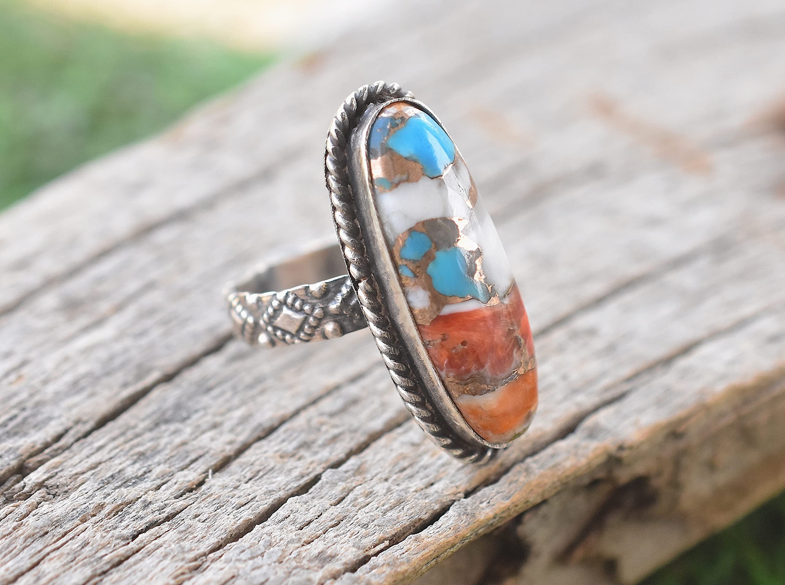 Rekha Gems Oyster Copper Turquoise- 925 Sterling Silver Ring-Turquoise Jewelry- TQ-16 (6.50 US)