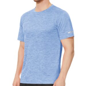 MAGCOMSEN Men's Athletic Shirts Dry Fit Lightweight Dry Fit Tee Tops Gym Active Fitness Sports Shirts Light Blue 2XL