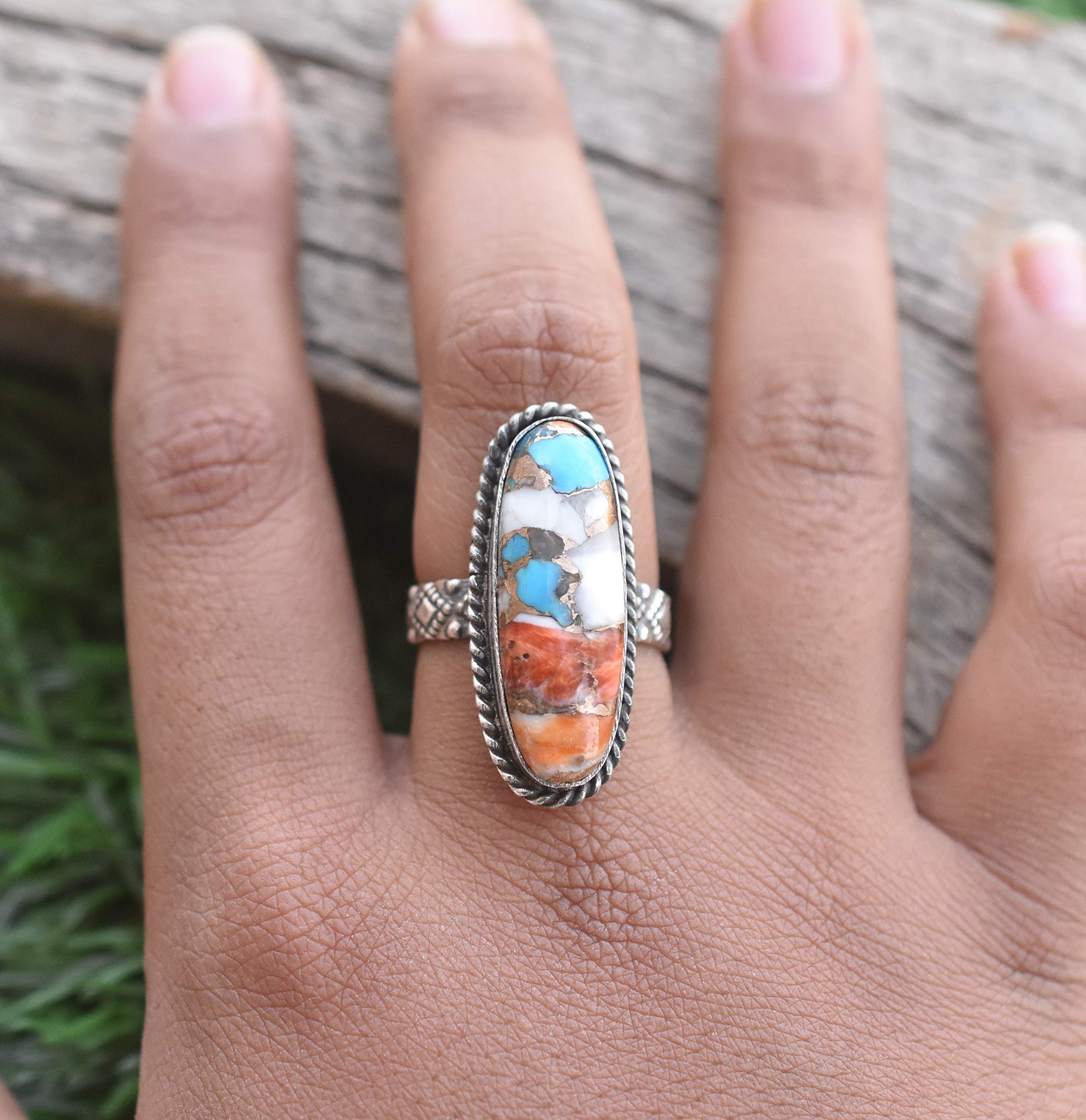 Rekha Gems Oyster Copper Turquoise- 925 Sterling Silver Ring-Turquoise Jewelry- TQ-16 (6.50 US)