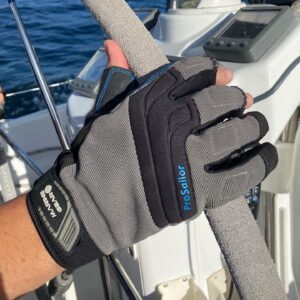 Marine Gear Sailing Gloves (Large) - 3-Finger Dexterity Sailing Gear with Better Grip, Neoprene and Padded Knuckles, Reinforced Pressure Points