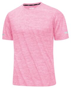 magcomsen athletic t shirts for men stretch crew neck dry fit breathable lightweight cool running gym athletic t shirt pink xl