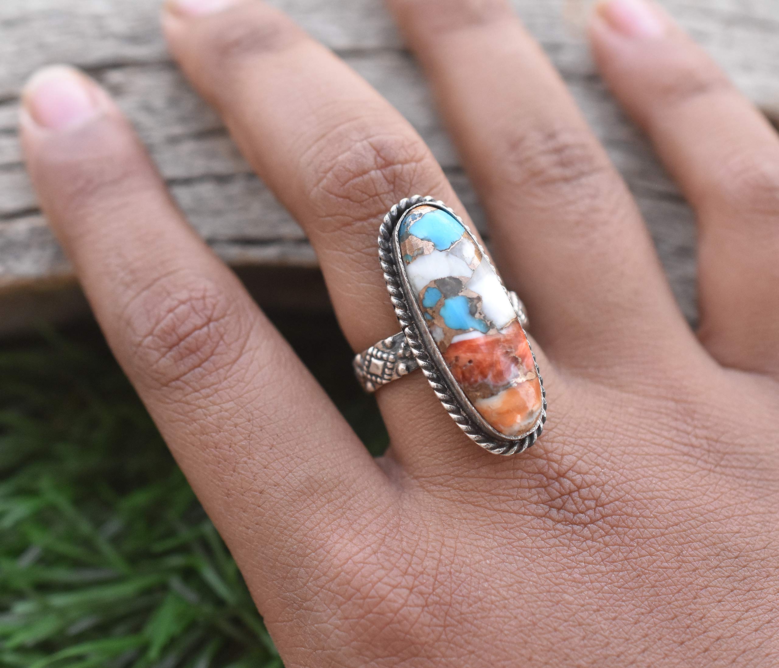 Rekha Gems Oyster Copper Turquoise- 925 Sterling Silver Ring-Turquoise Jewelry- TQ-16 (6.50 US)