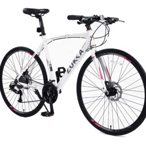 MEGHNA Road Bike 700C Wheels 3 x 8/24 Speed Dual Disc Brake Road Bike Flat Handlebar Hybrid Bike Commuter Bike for Women Men Junior Senior