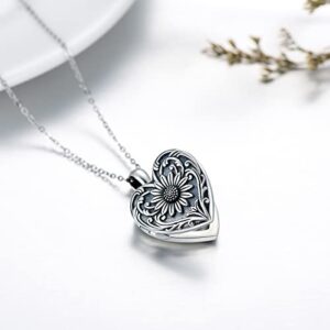 SOULMEET 1 Inch Sunflower Locket Necklace That Holds 2 Pictures Sterling Silver You are My Sunshine Large Locket (Locket only)