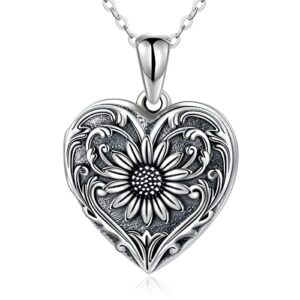 soulmeet 1 inch sunflower locket necklace that holds 2 pictures sterling silver you are my sunshine large locket (locket only)