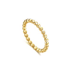 fusamk fashion 18k gold stacking ring stainless steel 2mm bead ring(gold(9))