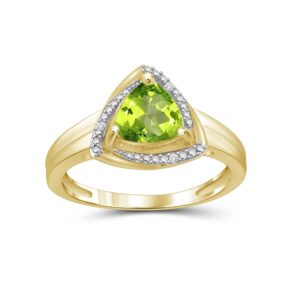 jewelexcess 1.30 ctw peridot & accent white diamonds ring in 14k gold over silver