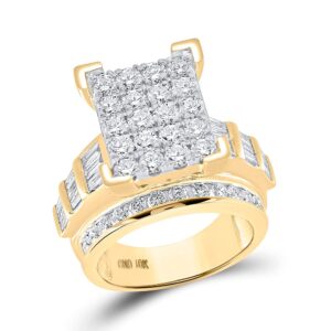 the diamond deal 10kt yellow gold womens round diamond cindys dream cluster bridal wedding engagement ring 3.00 cttw