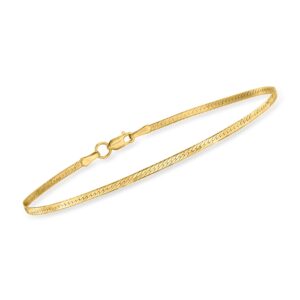 rs pure by ross-simons 1.5mm 14kt yellow gold herringbone bracelet. 7 inches