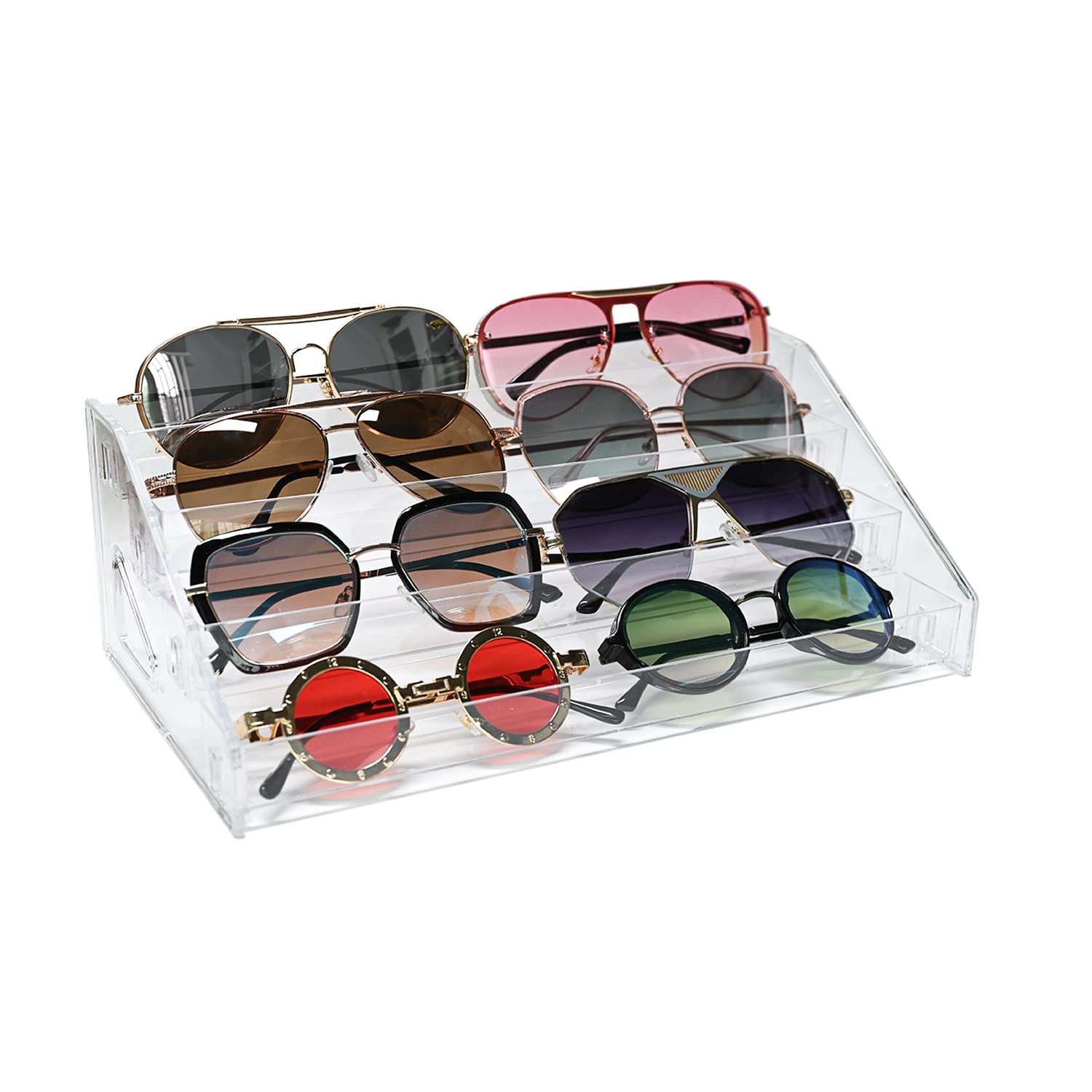 LoengMax Sunglasses Organizer - Clear Eyeglasses Display - Eyeglasses Storage - Essential Oils Holder(4 Layer)