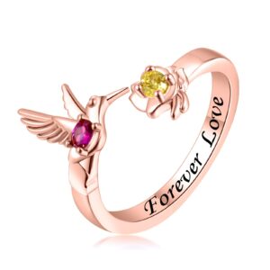 QYYGYLLR Women's Forever-Love Hummingbird Open Rings