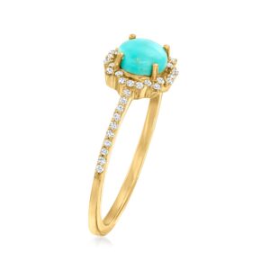 Canaria Turquoise Ring With .12 ct. t.w. Diamonds in 10kt Yellow Gold. Size 8