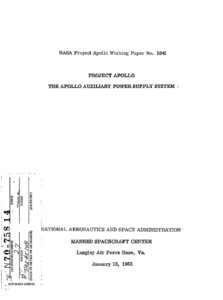 the apollo auxiliary power supply system, project apollo: (january 1969)