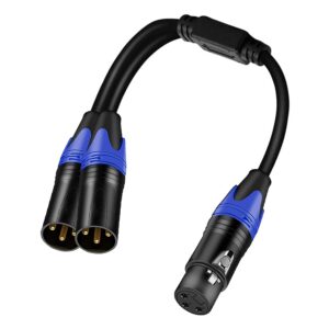 seefeful xlr splitter cable, 1 xlr female to 2 xlr male patch y cable, balanced microphone splitter cord audio adaptor (11.8 inches)