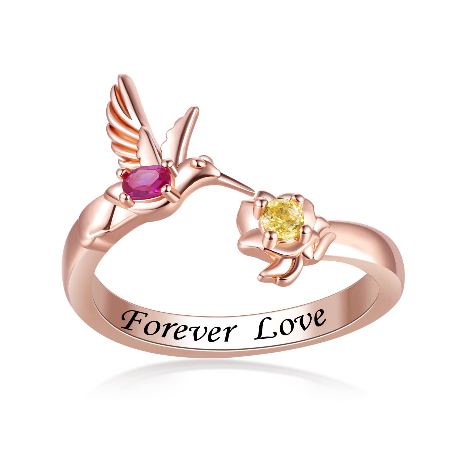 QYYGYLLR Women's Forever-Love Hummingbird Open Rings