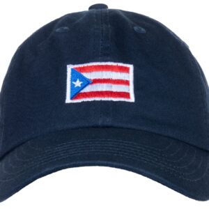 Ann Arbor T-shirt Co. Puerto Rican Flag Hat - Boricua Rico Pride Low Profile Baseball Dad Hat for Men & Women - (Navy Blue)