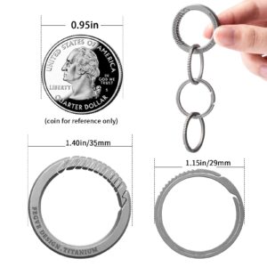 TISUR Carabiner Keychain Ring Titanium Heavy Duty Split Rings for Men and Women (1pc round key carabiner+3pcs Large key rings)