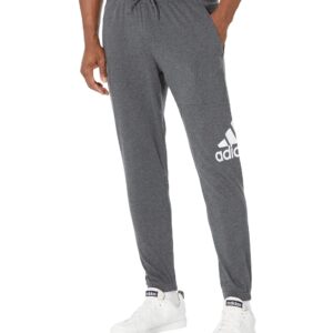 adidas Men's Essentials Single Jersey Tapered Badge of Sport Pants, Dark Grey Heather, X-Large