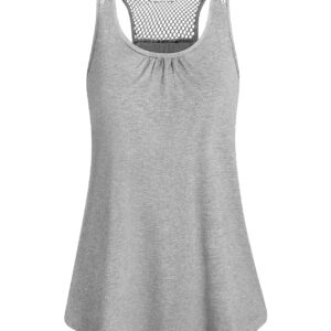 AxByCzD Womens Tanks and Camis Yoga Running Gym Workout Shirts Loose Fit Scoop Neck Ribbed Racerback Tops Casual Summer Clothing Grey XX-Large