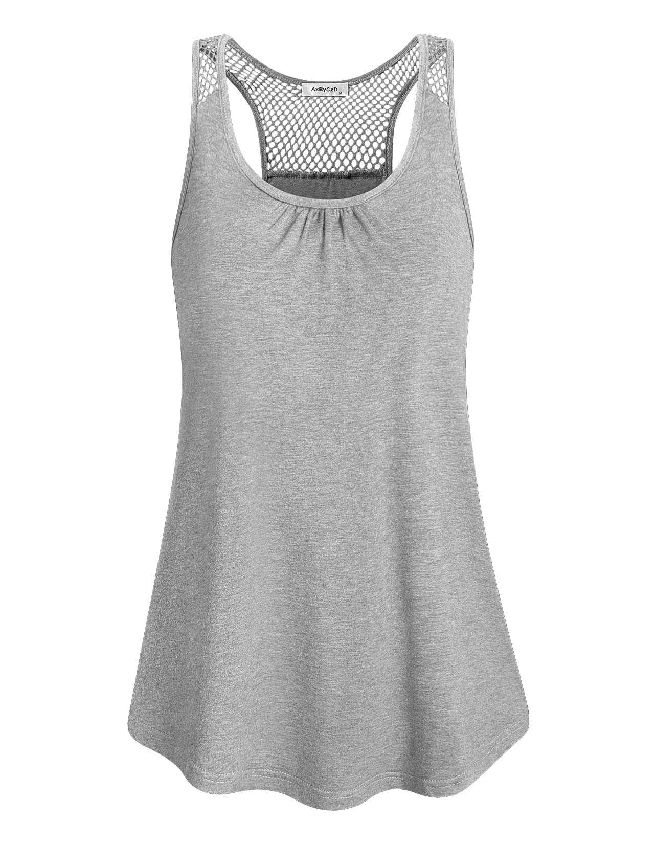 AxByCzD Womens Tanks and Camis Yoga Running Gym Workout Shirts Loose Fit Scoop Neck Ribbed Racerback Tops Casual Summer Clothing Grey XX-Large