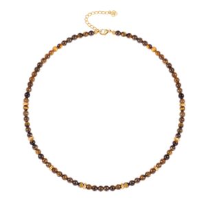 sofybja boho gemstone tiger eye stone beaded choker necklace for women 18k plated gold beads necklace handmade jewelry