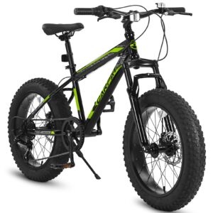 elecony ecarpat 20/24/26 inch fat tire mountain bikes 7-speed with mechanical disc brakes front suspension, mens womens all terrain mountain winter snow bicycles