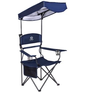 coastrail outdoor canopy camping chair multi-position adjustable folding shade chair spf 50+ sun protection with cup holder & storage pockets, patio, blue,extra large