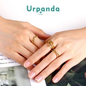 URPANDA Eternity Gold Ring Wedding Band for Women, Adjustable Engagement Ring Rainbow Rings Cubic Zirconia Rings Stackable Rings Gift, Butterfly