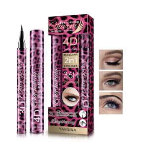 benuomi 4d silk fiber lash mascara long lasting waterproof mascara thickening lengthening mascara 2pcs/set mascara and eyeliner set durable waterproof eyeliner liquid eyeliner pencil eyes makeup kit (2 in 1-a)