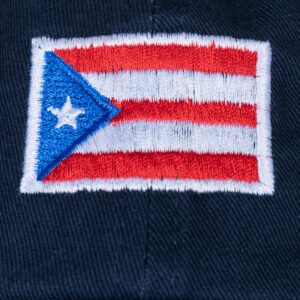 Ann Arbor T-shirt Co. Puerto Rican Flag Hat - Boricua Rico Pride Low Profile Baseball Dad Hat for Men & Women - (Navy Blue)