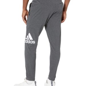 adidas Men's Essentials Single Jersey Tapered Badge of Sport Pants, Dark Grey Heather, X-Large