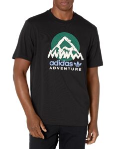 adidas originals men's adventure mountain front t-shirt, black, small