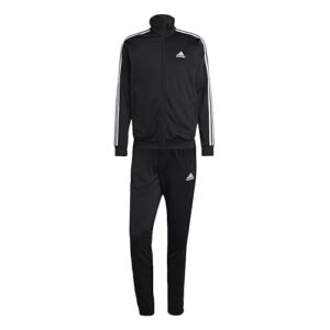 adidas men's sportswear basic 3-stripes tricot track suit, black, large