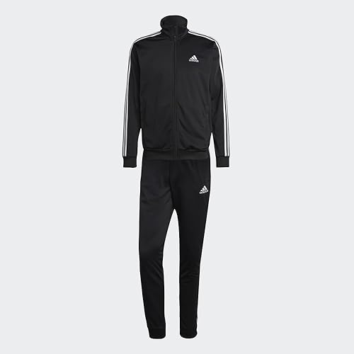 adidas Men's Sportswear Basic 3-stripes Tricot Track Suit, Black, Large